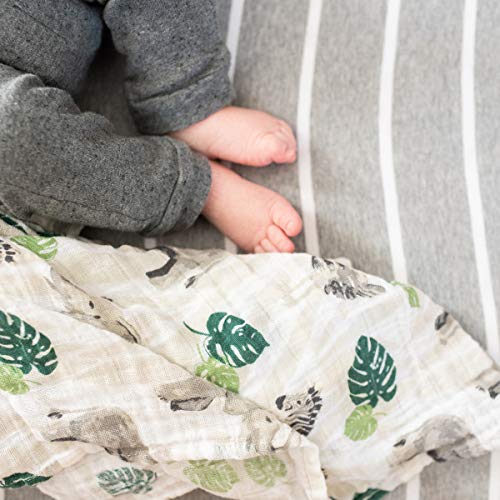 Bebe au Lait Jungle Rainforest Muslin Swaddle Blanket, Green, One Size (SWBMJG)