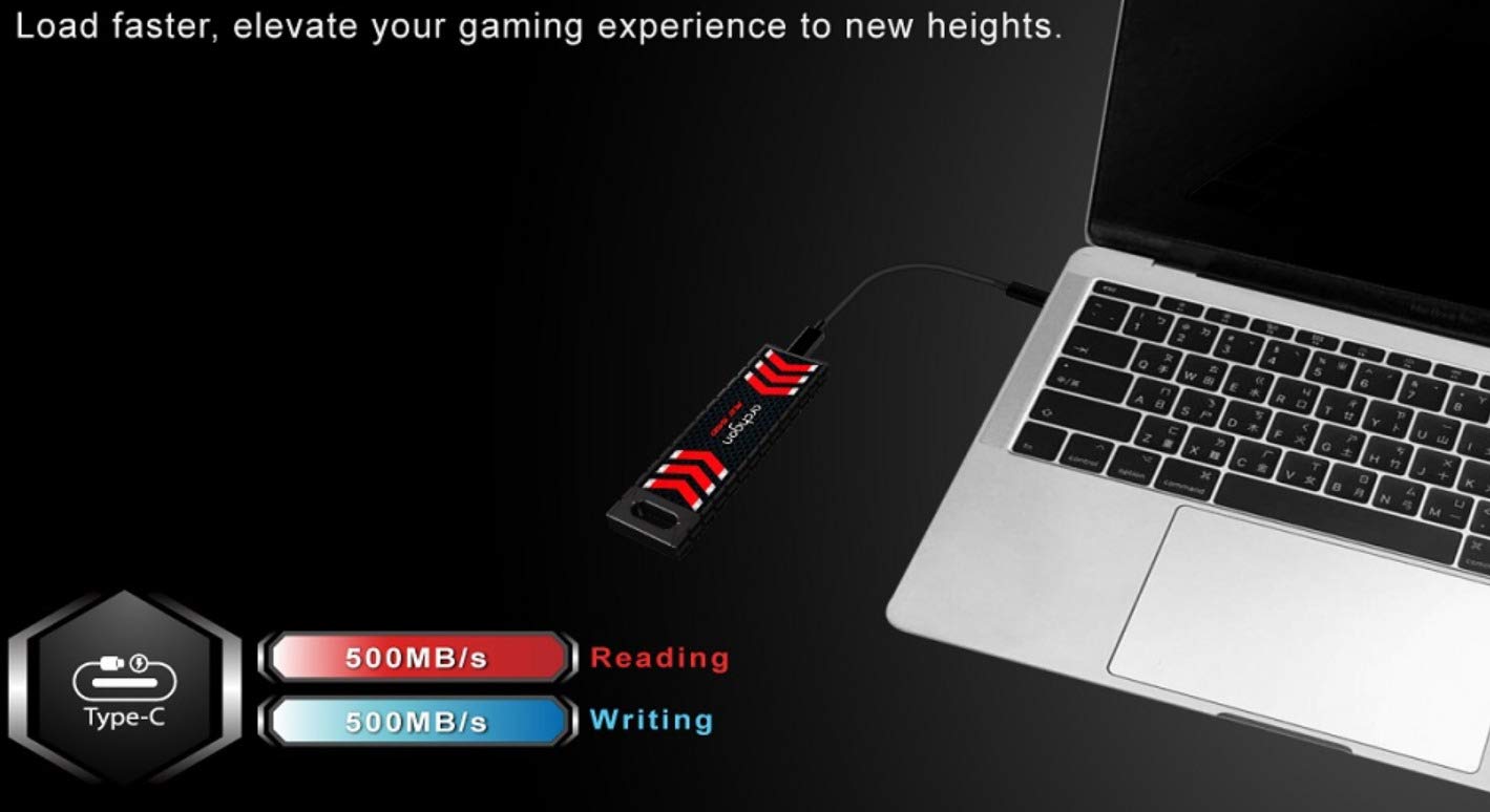 Archgon 480GB USB 3.1 Gen.2 Gaming External SSD Portable M.2 Solid State Drive (Model G702K,480GB)