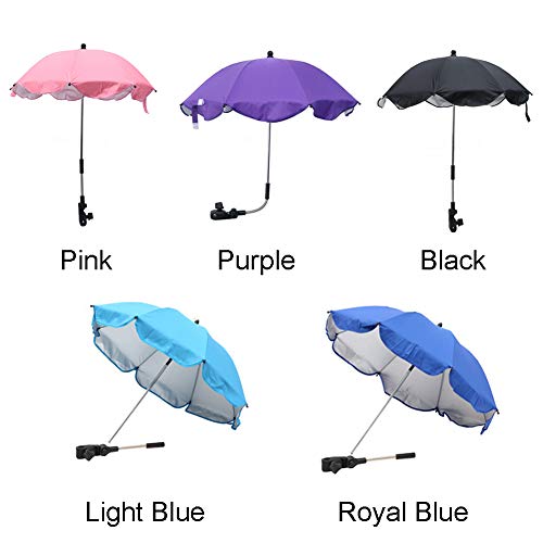 Baby Stroller Parasol, Clamp-On Shade Umbrella, Baby Stroller Weather Shields,Adjustable Umbrella with Universal Clamp, Suitable for Beach Chairs, Baby Strollers