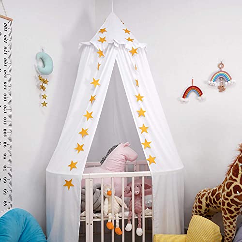 dix-rainbow Princess Bed Canopy for Kids Boys Children, Round Dome Hanging House Decoration with FrillsâŠ