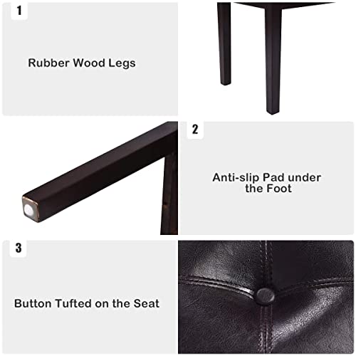 Giantex Dining Room Bench, Traditional Upholstered Table Benches, Hallway PU Leather Bench Entryway Bench, Bedroom Bench for End of Bed, Ottoman Bench (Brown)