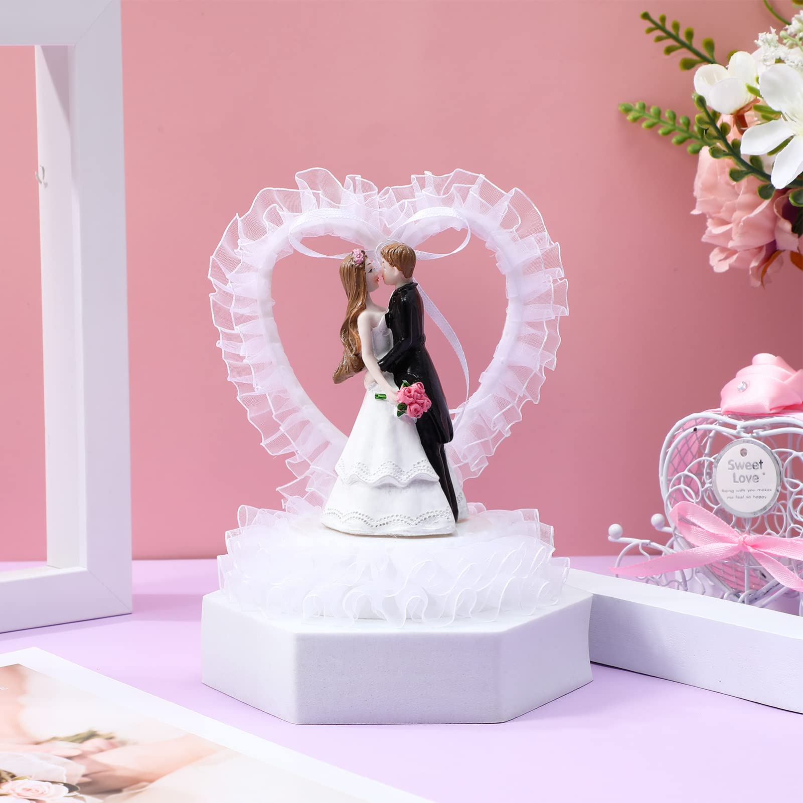 Abaodam Bride & Groom Cake Topper Couple Cake Decoration for Wedding Engagement Party Mr and Mrs Anniversary