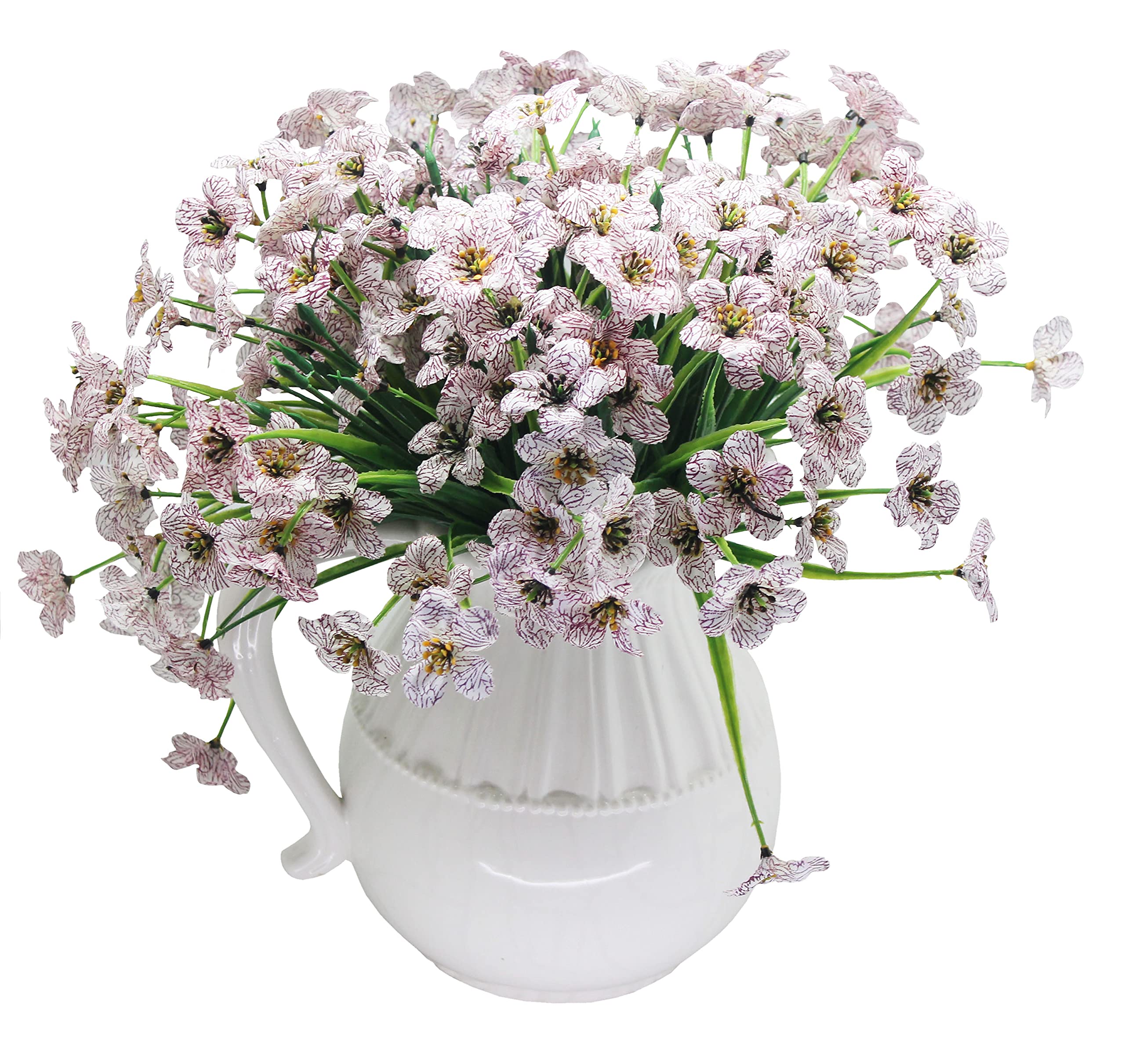 ALIERSA 12 Bundles Artificial Grass Orchid Artificial Flowers Outdoor Silk Fake Flowers for Home Decor Garden Fake Green Plant Porch Window Box Decoration (White)