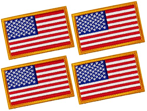 4 PCS Tactical Patches of USA US American Flag, with Hook and Loop for Backpacks Caps Hats Jackets Pants, Military Army Uniform Emblems, Size 3x2 Inches