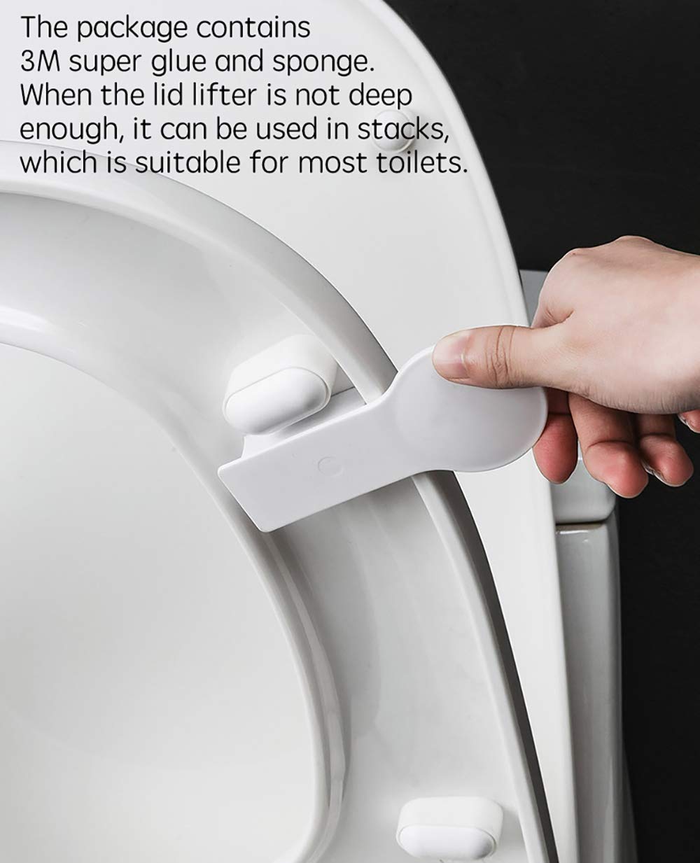 3 Pcs Fashion Pattern Toilet Seat Lifter,Avoid Touching Toilet Seat Handle Seat Cover Lifter,Handle Hygienic Clean, Toilet lid handle,Adhesive,Hygiene(Three-Design) White