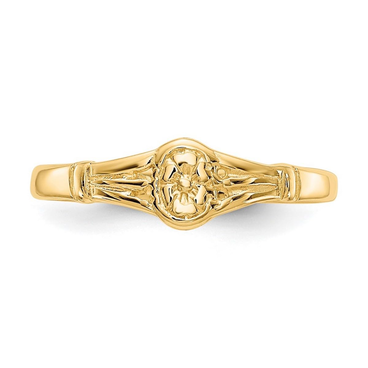 14k Yellow Gold Solid Flat back Polished Oval Baby Ring Size 2.25 Jewelry for Women