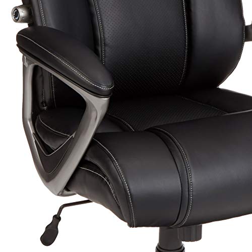 Amazon Basics Big & Tall Executive Computer Desk Chair With Lumbar Support, Adjustable Height and Tilt, 350Lb Capacity, Black With Pewter Finish, 28.5" D x 30.25" W x 47.9" H
