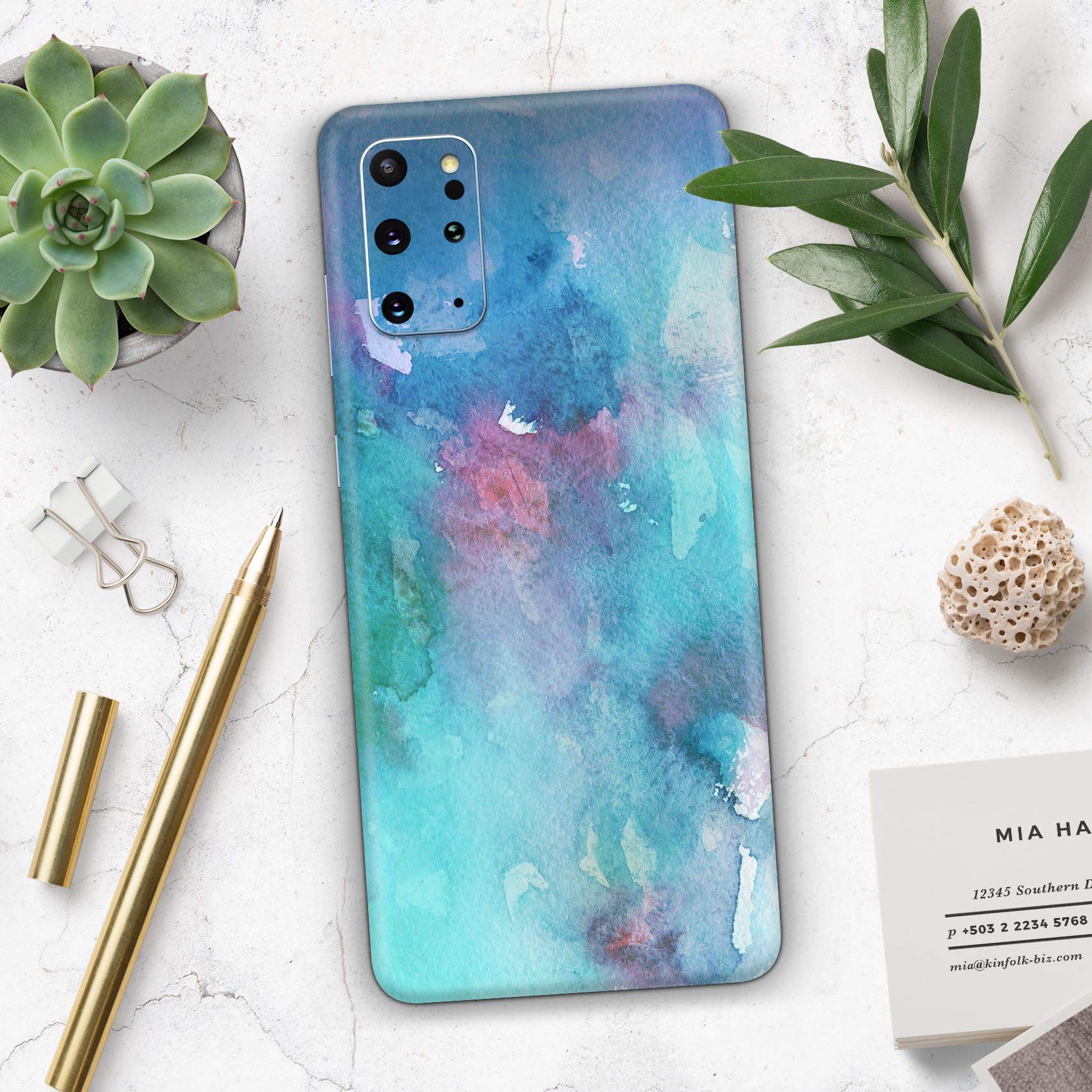 DesignSkinz Bright Absorbed Watercolor Texture Protective Vinyl Decal Wrap Skin Cover Compatible with The Samsung Galaxy S20 (Screen Trim & Back Glass Skin)