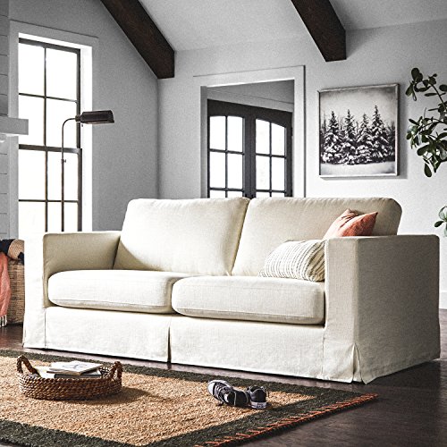 Amazon Brand β Stone & Beam Bryant Modern Sofa Couch with Slipcover, 85.1"W, Optic White