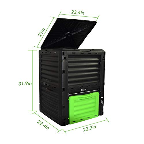 Garden Compost Bin from BPA Free Material, 80 Gallon(300 L), Easy Assembling, Large Capacity, Fast Creation of Fertile Soil