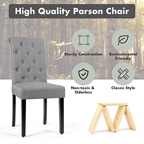 S AFSTAR Upholstered Dinning Chairs Set of 4, Tufted Parsons Chairs with Solid Rubber Wood Legs & Adjustable Feet, High Back Padded Dining Chairs for Kitchen Living Room Restaurant (4, Gray)
