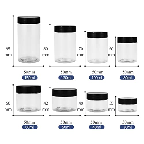 16 pcs Jar Cylinders Clear Cosmetics Ml Empty Face Pills for Mouth Jars Sample Eye Cream Storage Size Powder Bottles Transparent Tea Shadow Container Makeup Home Bottle Black