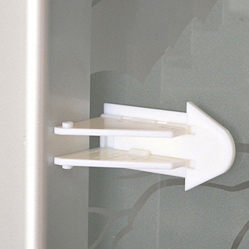 Alamic Adhesive Sliding Door Lock for Patio, Closet, Windows, RV, Baby Proof Child Safety Latch, No Tools Needed, White - 6 Pack