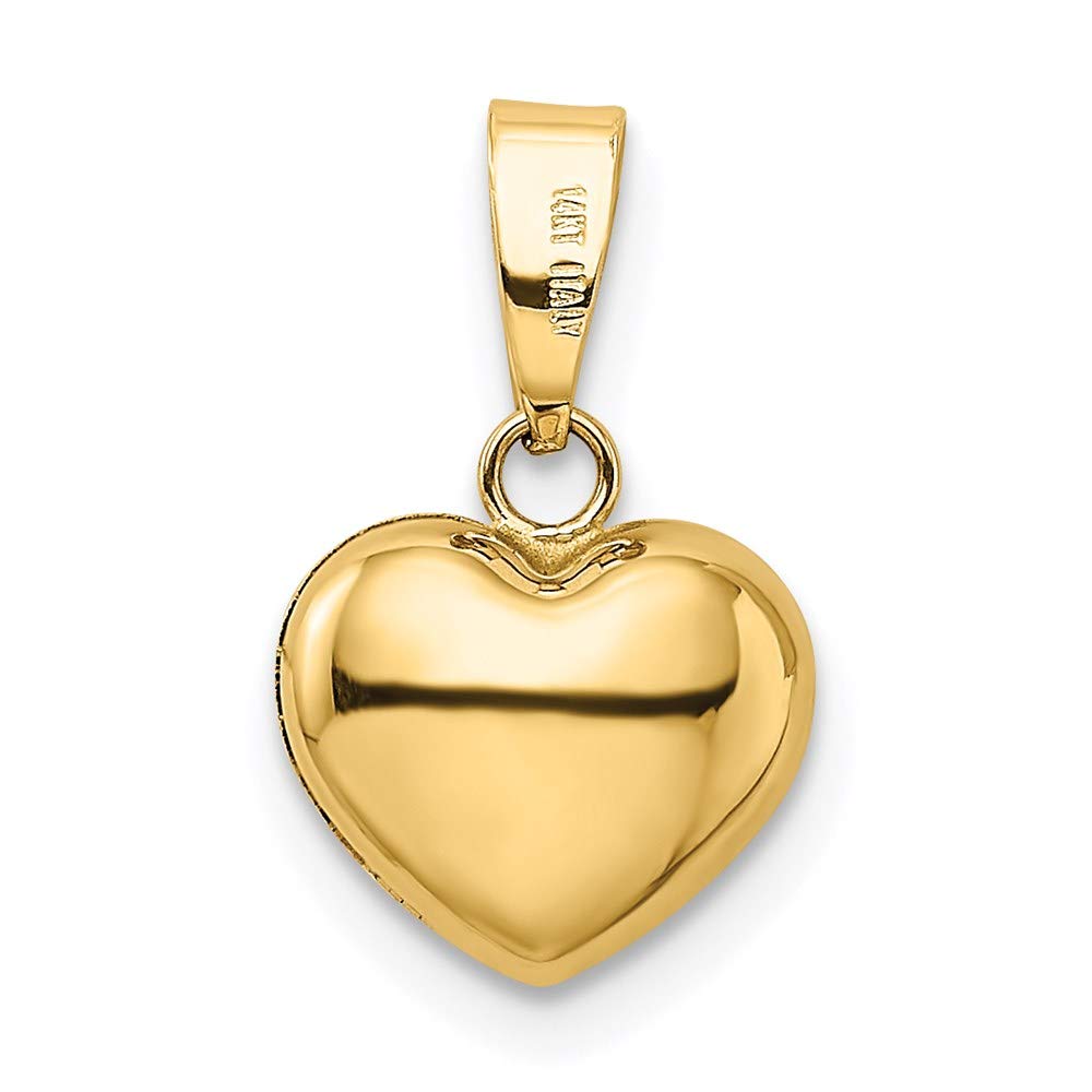 14K Yellow Gold Polished Puffed Heart Charm Pendant
