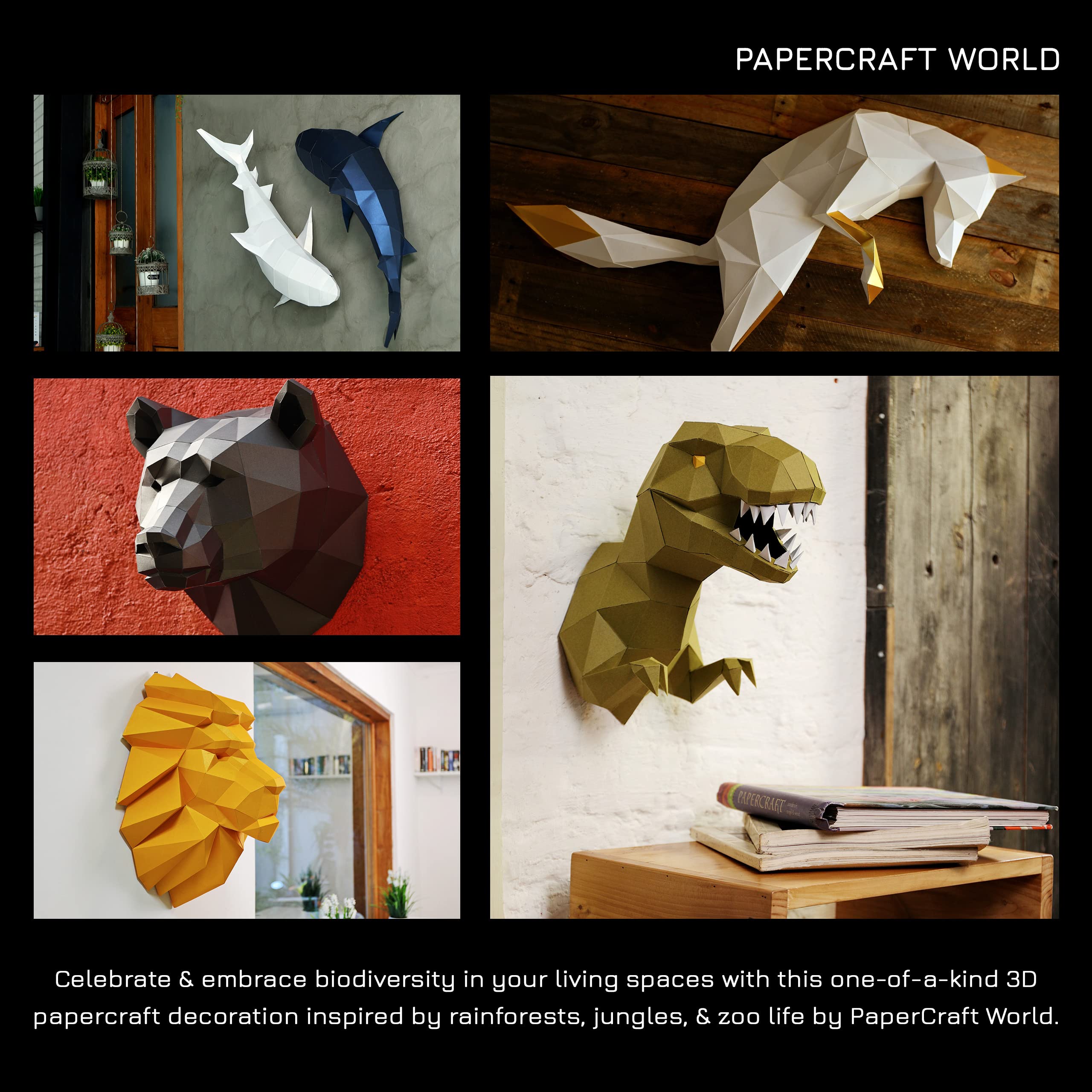 3D Paper Animal Wall & Art Decor - Pre-fold & Pre-cut Papercraft 3D Animal Model Kits - 250 GSM Puzzled 3D Origami Paper - DIY 3D Puzzle by PaperCraft World - Bunny