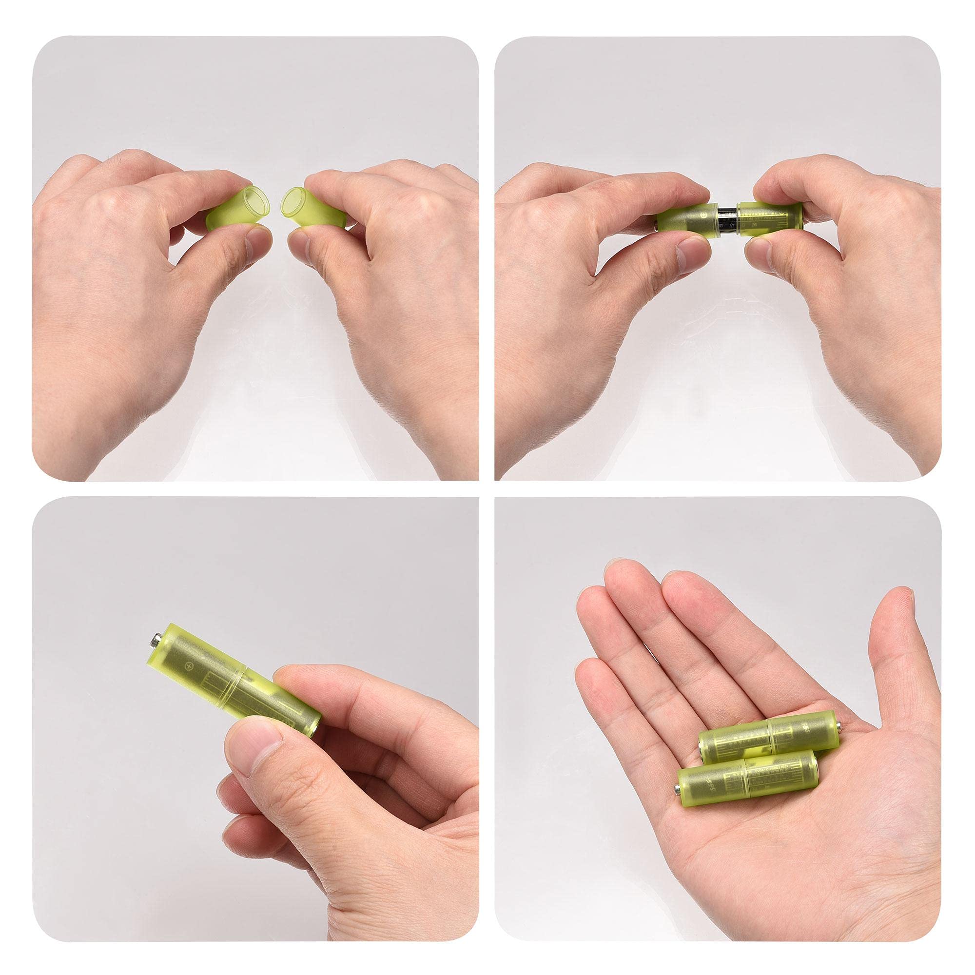 uxcell AAA to AA Battery Adapter Battery Converter Cases Holder Shell with Metal Contacts on Two Bottom Yellow 4 Pcs