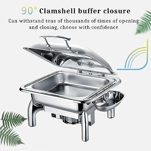 6 L Chafing Dish Set, Stainless Steel Buffet Server Warming Tray with Water Pan & Fuel Holders, for Restaurant Catering Parties Weddings Picnics Food Warmer