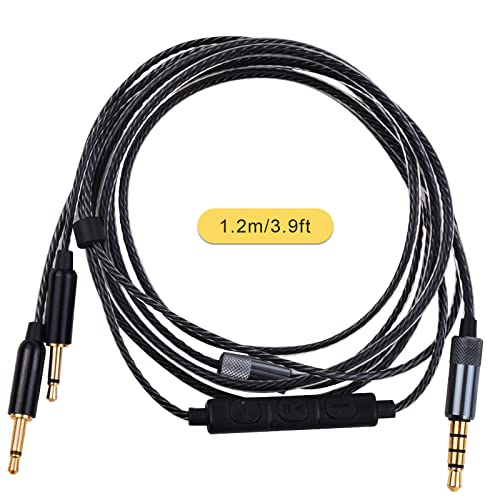 Saipomor HD202 Cord Replacement Audio Cable with in-line Microphone and Control Compatible with Sennheiser HD202 HD497 HD437 HD447 HD212 pro Headphones(Black)