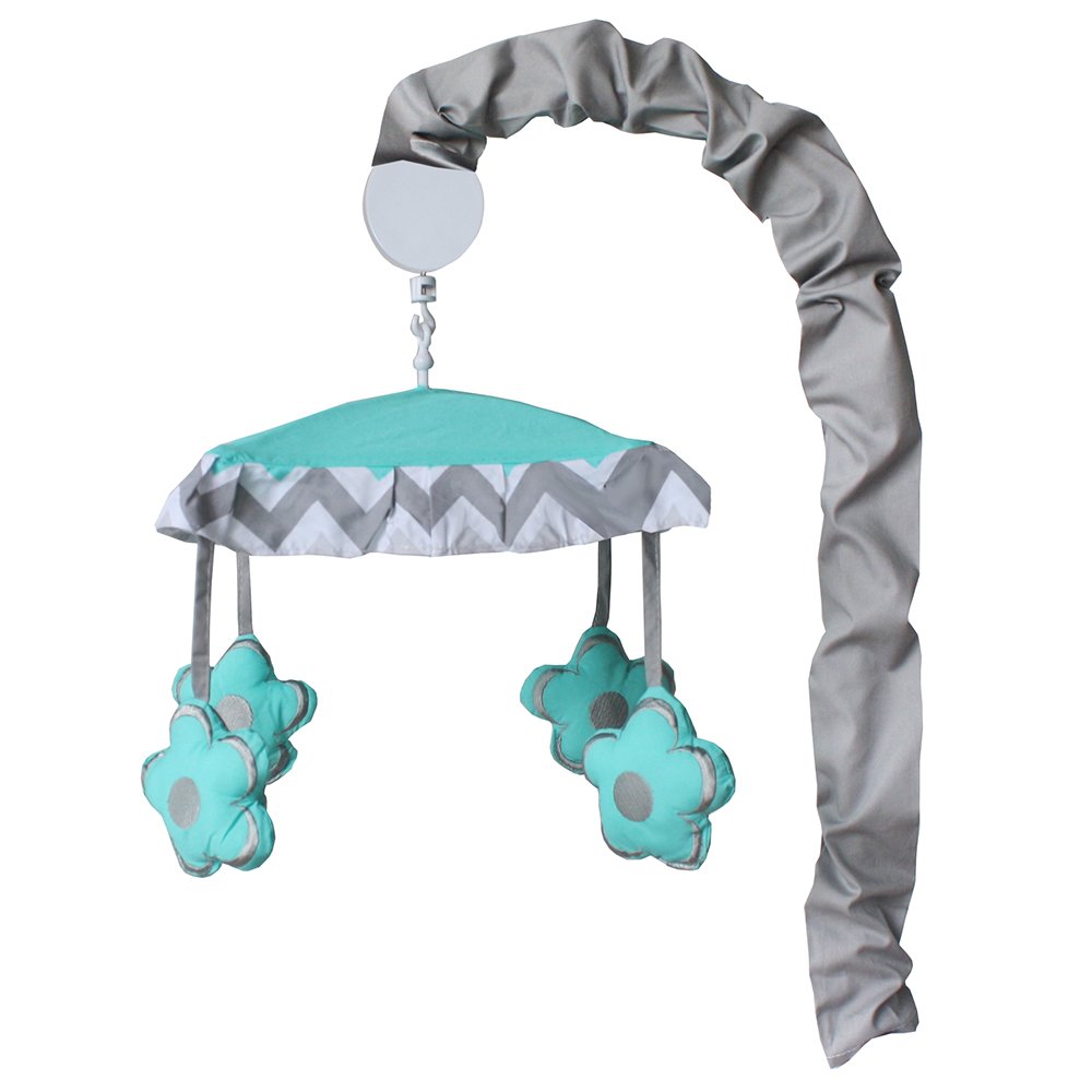 BabyFad Elephant Turquoise Chevron 9 Piece Baby Crib Bedding Set 100% Cotton