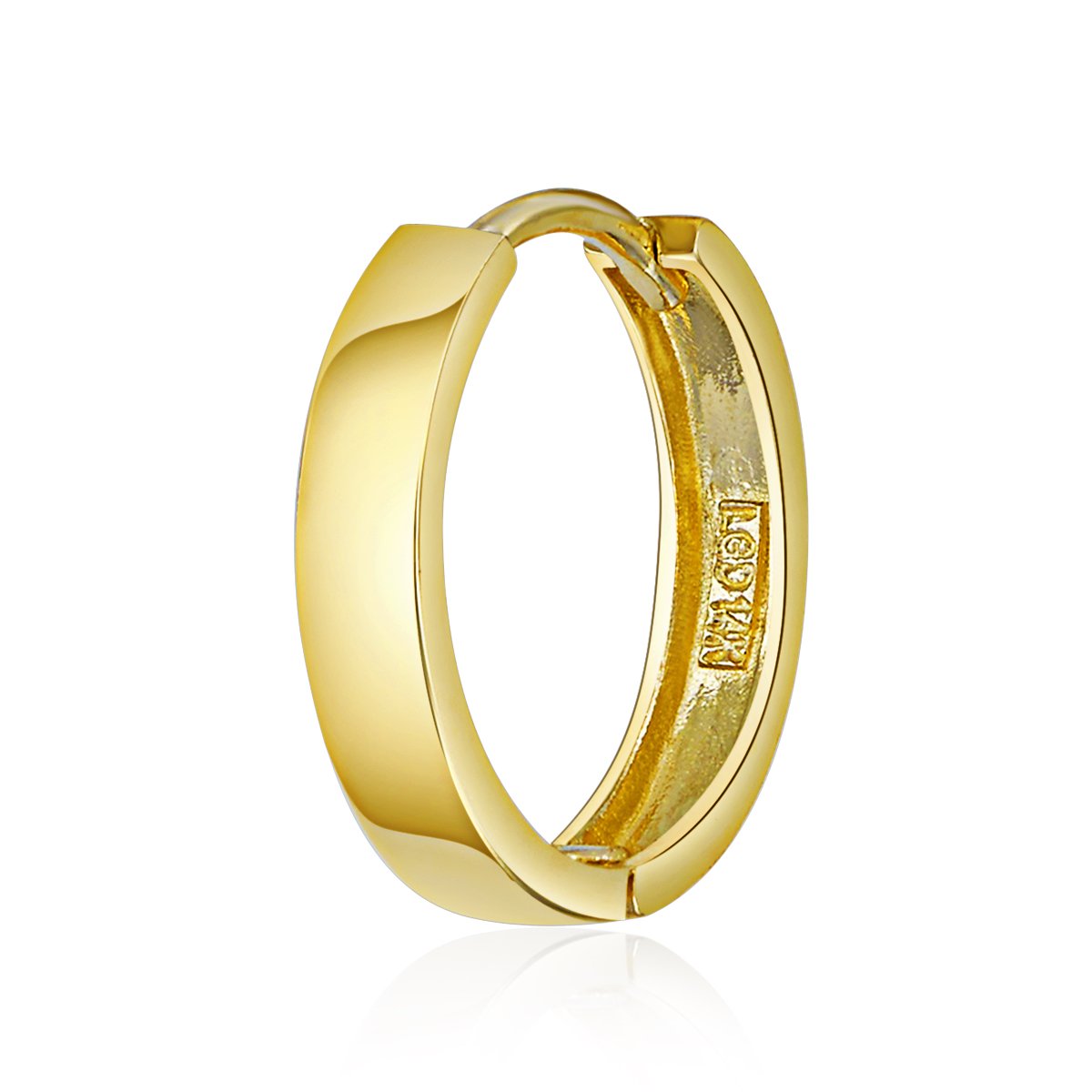 14k REAL Yellow Gold 3mm Thickness Hoop Huggie Earrings (14 x 14 mm)