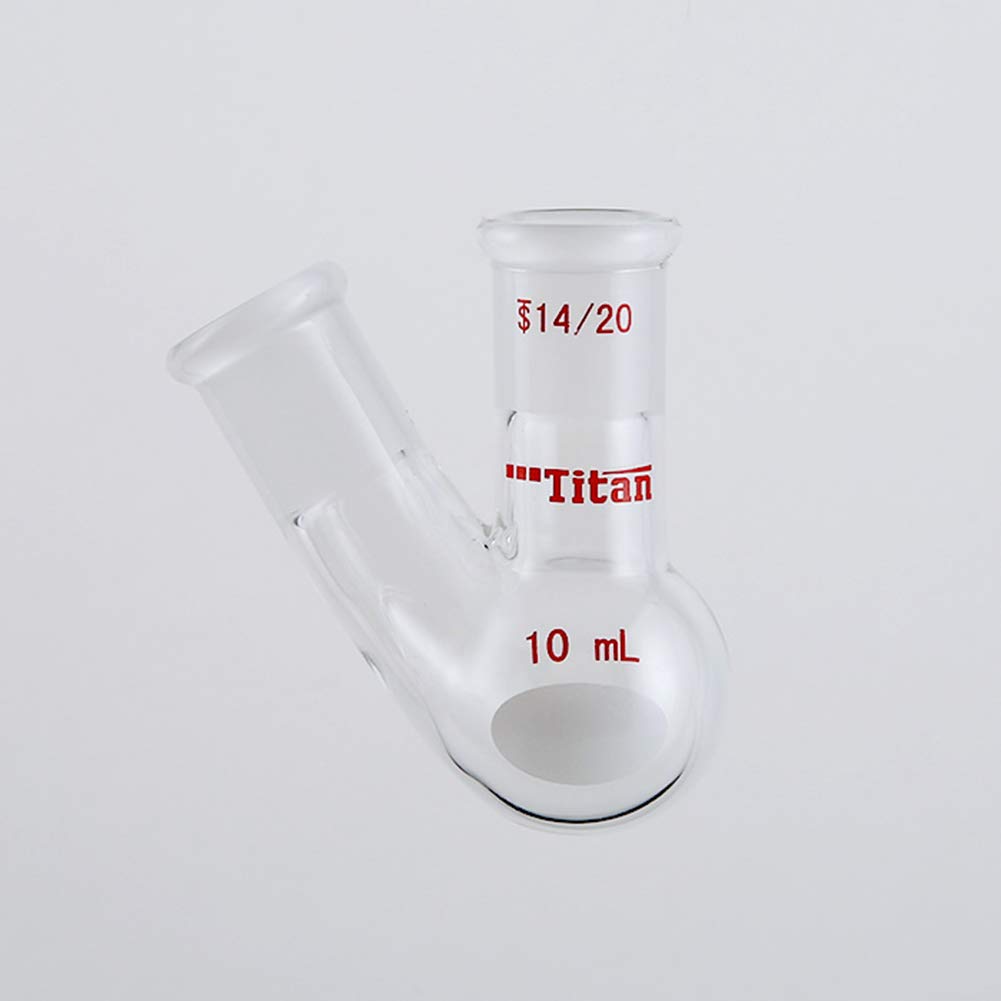 ADAMAS-BETA Glass 5ml Heavy Wall 2 Neck Round Bottom Flask, with 14/20 Center and Side Standard Taper Outer Joint - 5ml