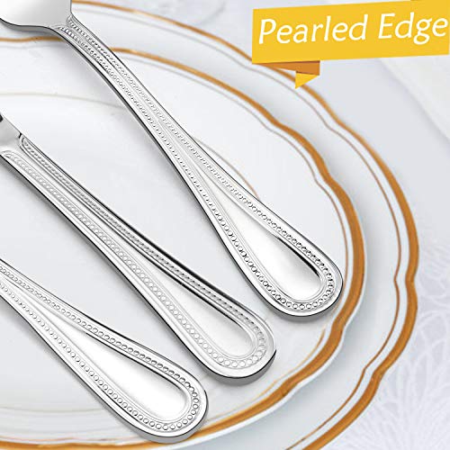 20-Piece Silverware Set with Drawer Organizer, HaWare Stainless Steel Flatware Service for 4, Modern Tableware Cutlery with Pearled Edge, Eating Utensil for Home, Mirror Polished, Dishwasher Safe