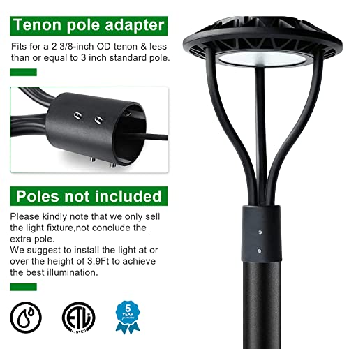 OSTEK Led Post Top Pole Lights with Photocell 40W LED Circular Parking Lot Area Light 5000K Outdoor Lamp Top Pathway Light Fixture IP65 DLC/ETL