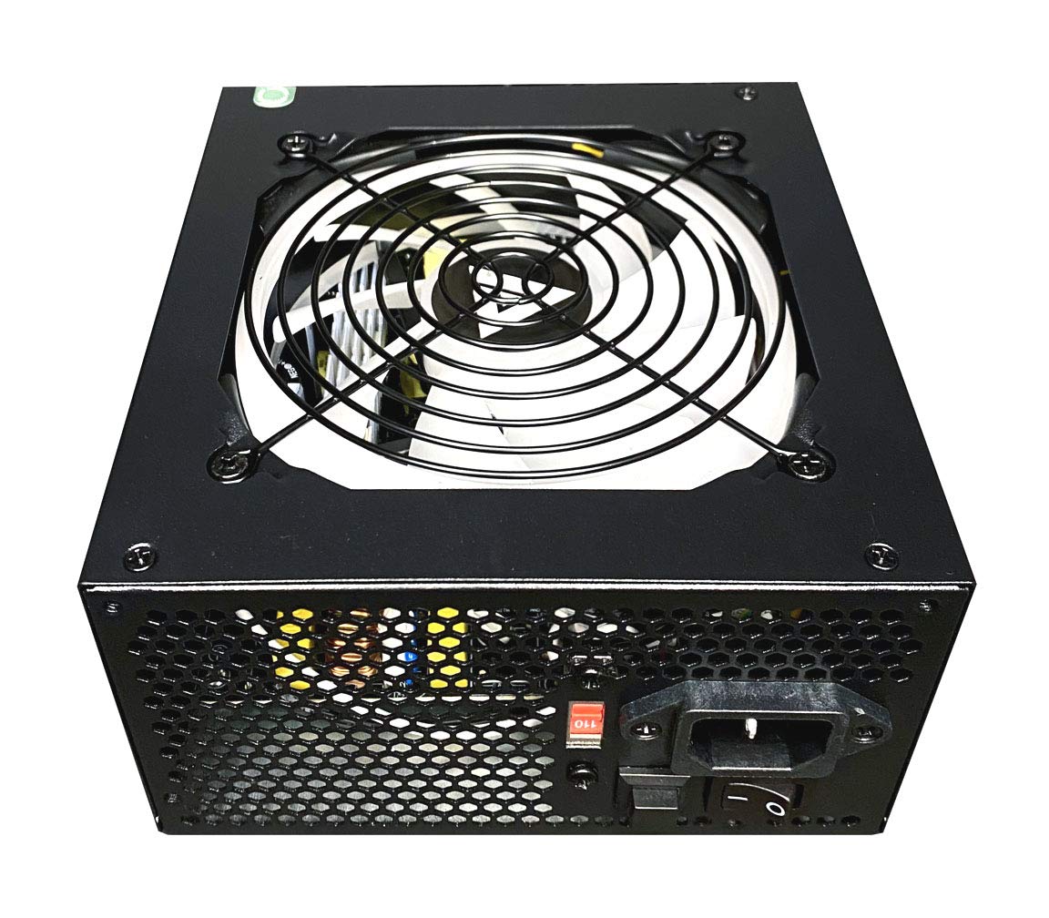 Apevia ATX-ES600-RGB Essence 600W ATX Semi-Modular Gaming Power Supply with Auto-Thermally Controlled 120mm RGB Fan, 115/230V Switch, All Protections