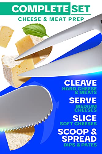 Dalstrong Charcuterie & Cheese Knife Set - 4-Piece - Gladiator Series Elite - Mini Cleaver, Serrated, Round-Tip, Forked Cheese Knives, G10 Garolite Handle, Sheath, NSF Certified
