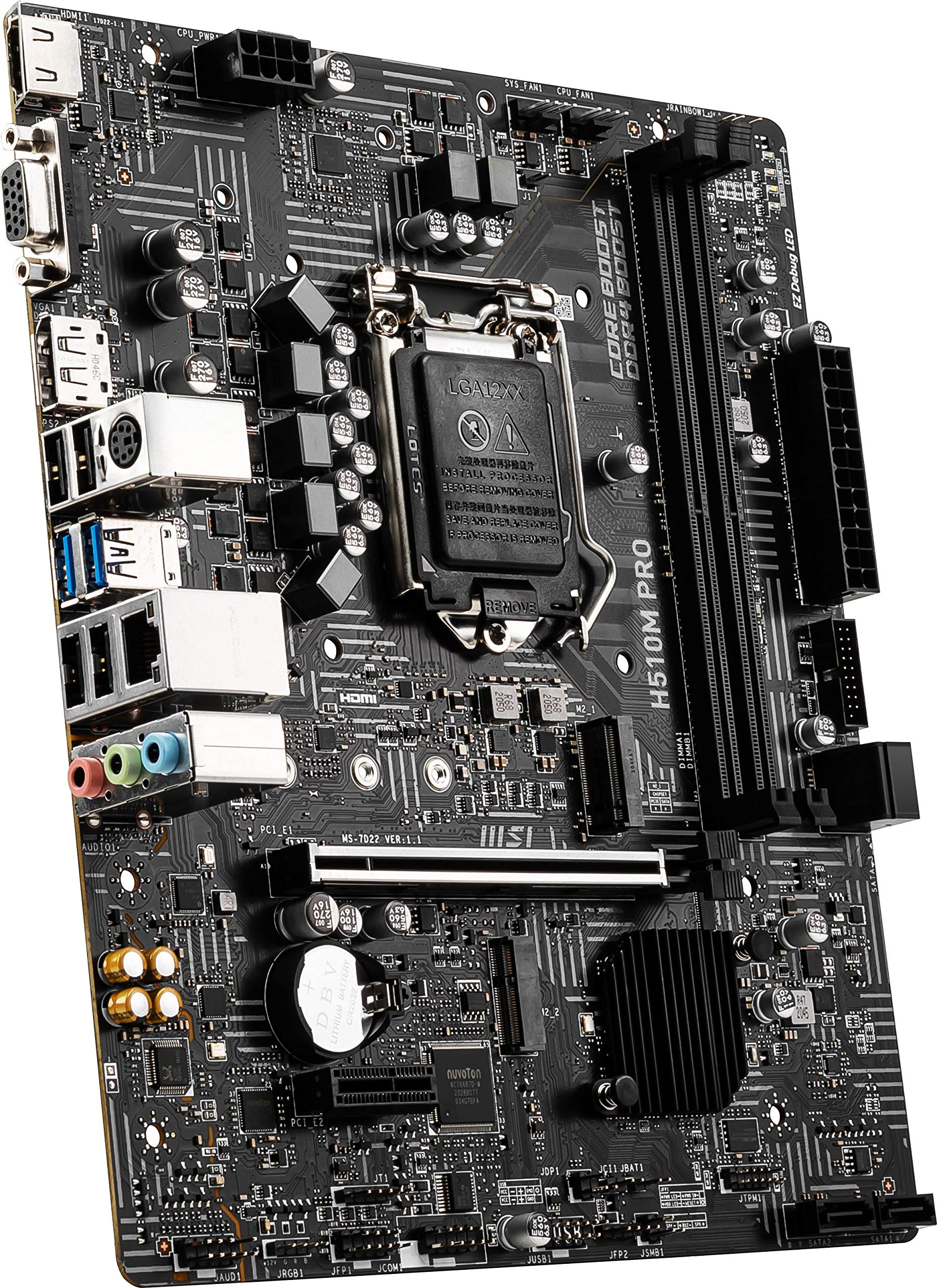 MSI H510M PRO ProSeries Motherboard (mATX, 11th/10th Gen Intel Core, LGA 1200 Socket, DDR4, PCIe 4, M.2 Slot, USB 3.2 Gen 1, 1Gbps LAN, D-SUB/DP/HDMI)