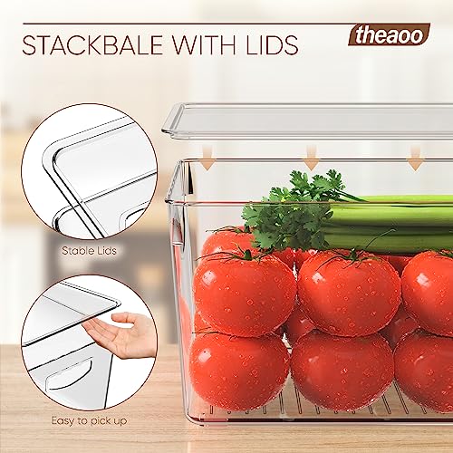 6 Pack Clear Storage Bins with Lids Stackable, Large Plastic Storage Bins with Handle for Pantry Organization and Storage, Perfect Containers for Freezer Organizer, Kitchen, Cabinets, Bathroom