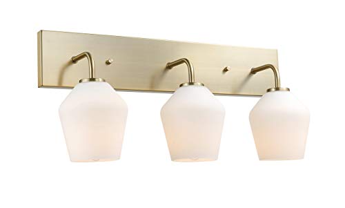 Globe Electric 51615 Raja 3-Light Vanity Light, Matte Brass, Opal Glass Shades