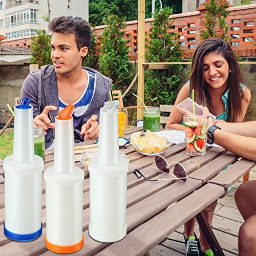 24 Pack Bar Pour Colorful Juice Pouring Bottle Containers 34 oz Plastic Juice Dispensers in 6 Colors for Bar Home Kitchen Party Supplies