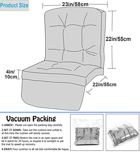 3 Pack Replacement Swing Cushions for High Back Outdoor Chair, Waterproof Deep Seat Cushions with Matching Scatter Cushion Patio Indoor Non Slip Rocking Chair Pads with Ties(Khaki 3 Pack)