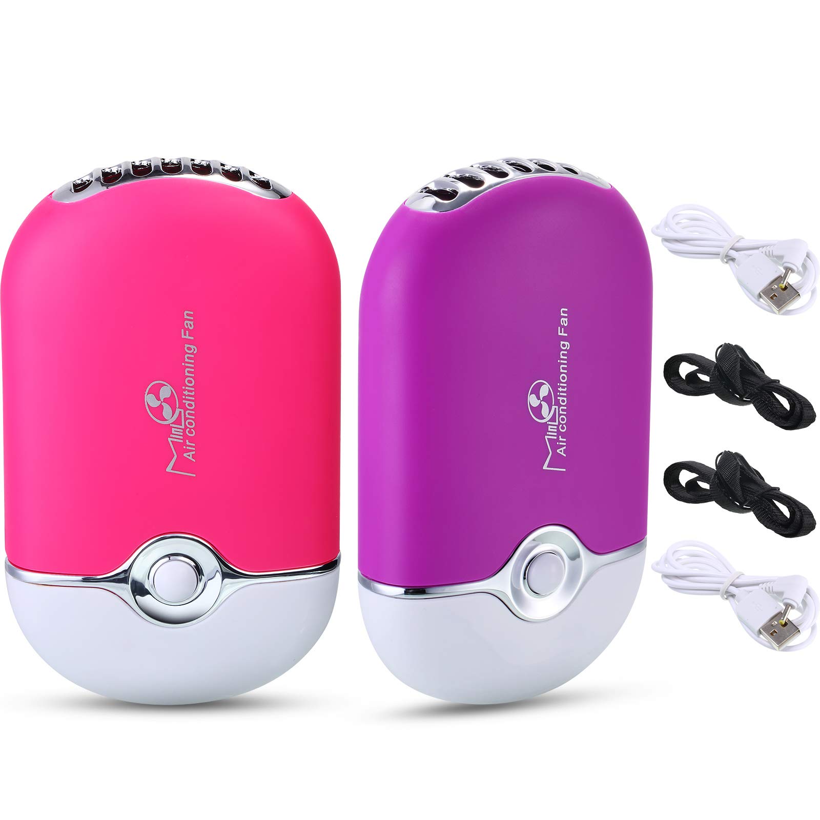 2 Pieces Mini Portable Fan USB Air Conditioning Blower Mini Air Conditioning Fan Mini Dry Fan Tool Eyelashes Dryer Fan for Eyelash Extension (Purple and Rose Red)