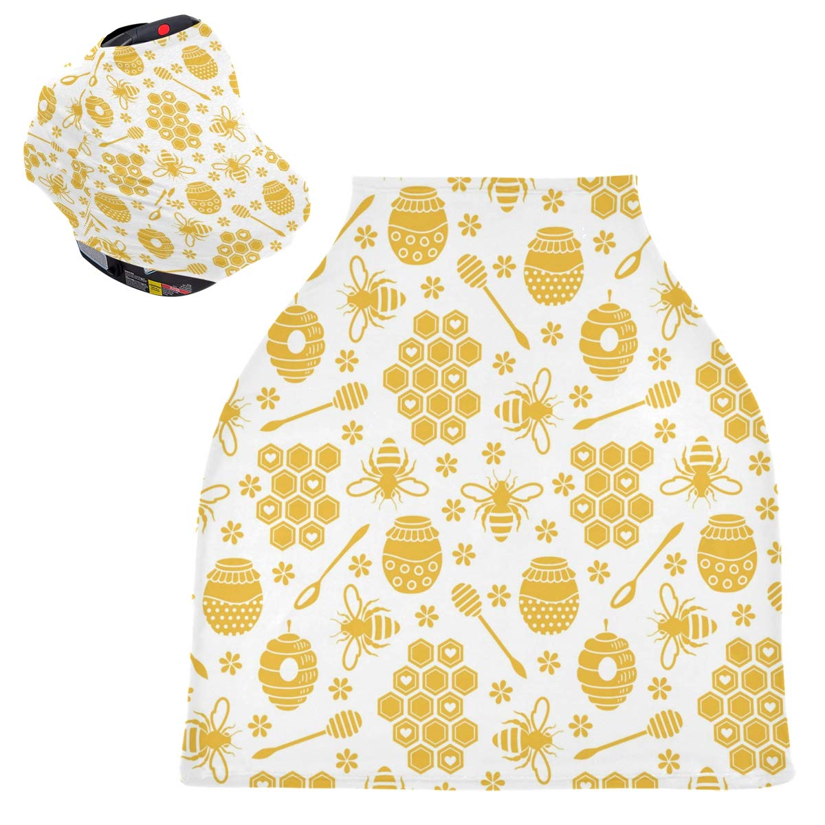 Nursing Cover Breastfeeding Scarf Honey Bee- Baby Car Seat Covers, Stroller Cover, Carseat Canopy (36)