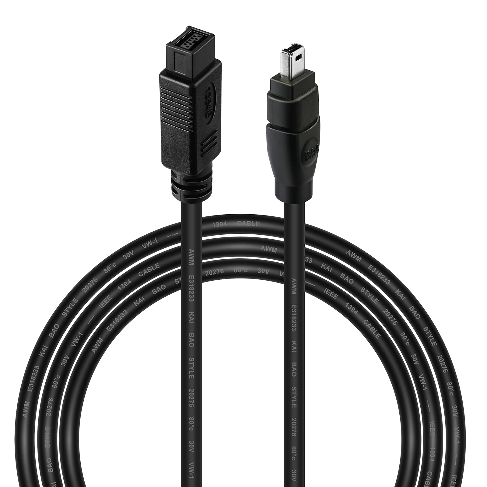 Yeworth 6FT Firewire High Speed IEEE 1394 Firewire 800 to Firewire 400 Cable, 1394B 800-400 IEEE 9 Pin Male to 4 Pin Male Cable for MacBook Pro, Mac Mini, iMac PC, Digital Cameras, SLR