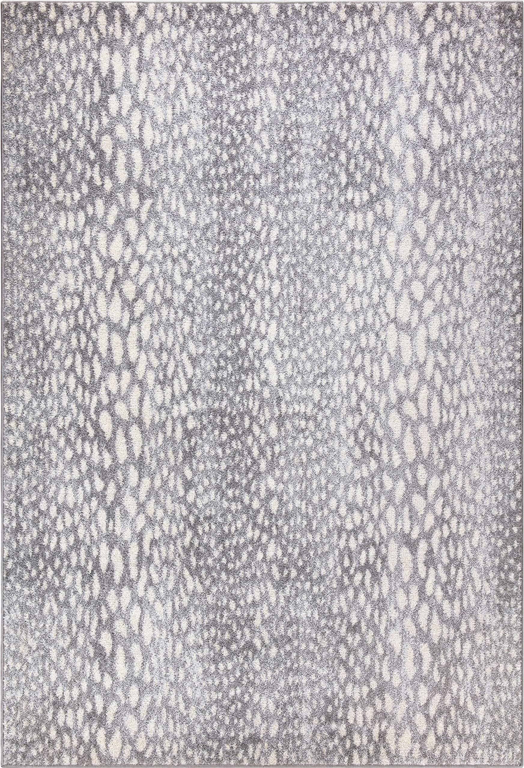 Abani Area Rug - 4x6 - Antelope Collection - Indoor Use - Grey & Cream Animal Print - Medium Pile-Turkish Made-Stain & Shed Resistant Livingroom Bedroom Kitchen Office-Safe for Kids & Pets-Soft Feel