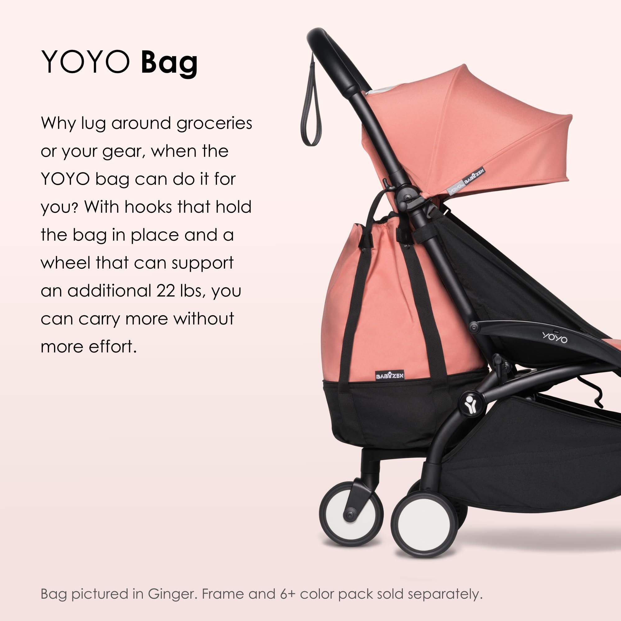 Babyzen Stokke YOYO Bag, Red - Provides Additional, Sturdy Storage on the YOYO2 Stroller - Includes Wheel Base & Hooks