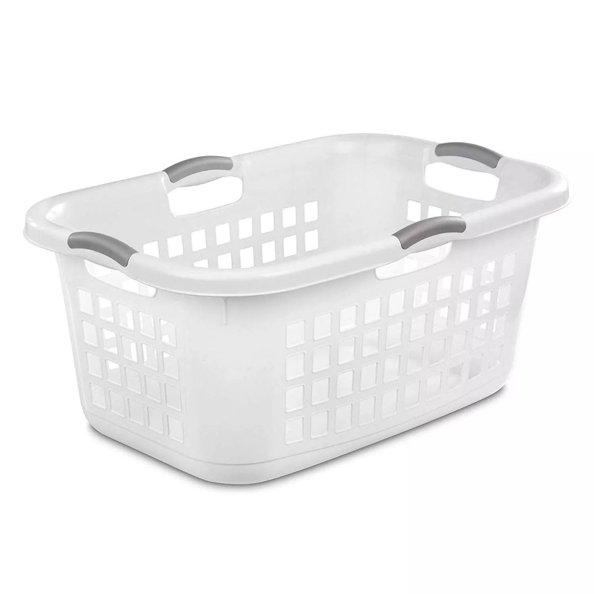 2 Bushel Ultra Laundry Basket, Large, Plastic with Comfort Handles to Easily Carry Clothes to and from the Laundry Room, White, 6-Pack