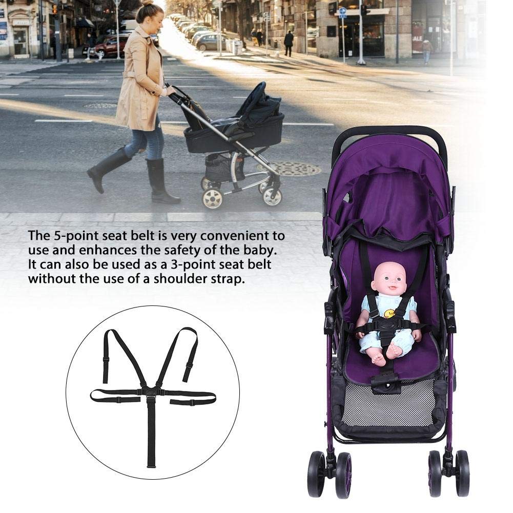ViaGasaFamido Baby Seat Harness Belt, Universal Baby Seat Harness Holder 5 Point Belt Adjustable Stroller Children Pushchair Rotating Protction High Chair Straps(Buckle Type)