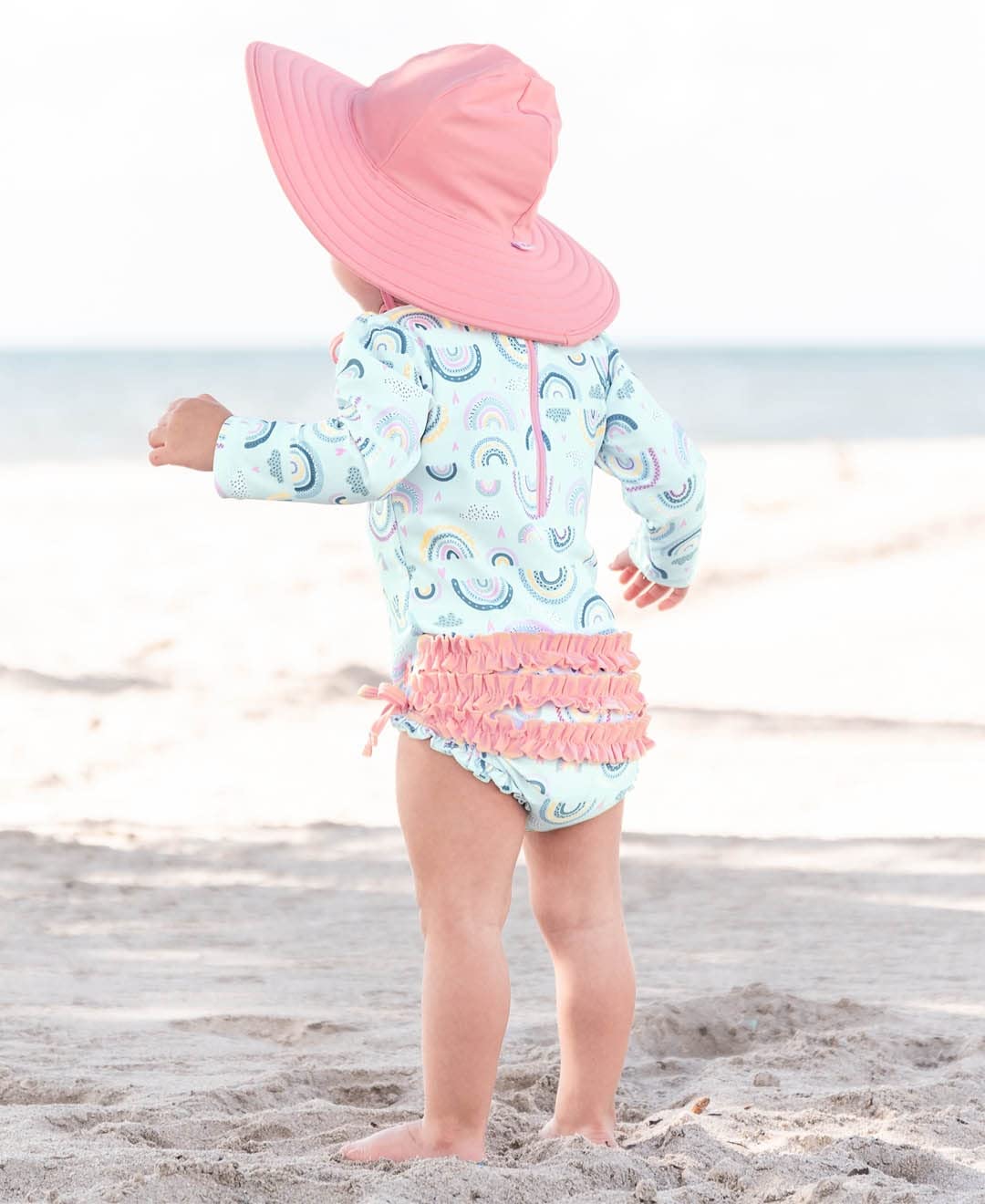 RuffleButts® Baby/Toddler Girls Pink Swim Hat - 0-12m