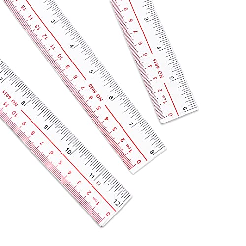 3 Pack Two-Color Scale (inch, cm) Plastic Ruler Set Straight Ruler Plastic Measuring Tool for Student School Office (6 inch Ruler,8 inch Ruler, 12 inch ruler/15,20,30cm)