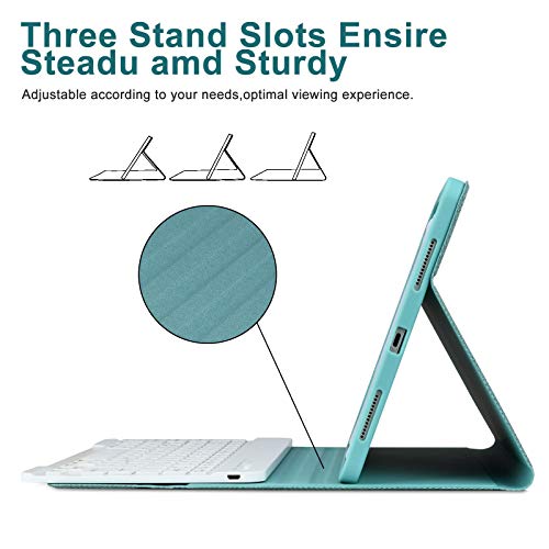 iPad Air 11-inch M2 2024/ iPad Air 5th Gen 10.9 Case with Keyboard,iPad Air 4th Gen 2020,iPad Pro 11 2018 with Detachable Wireless Bluetooth Keyboard case with Pencil Holder(Sky Blue)