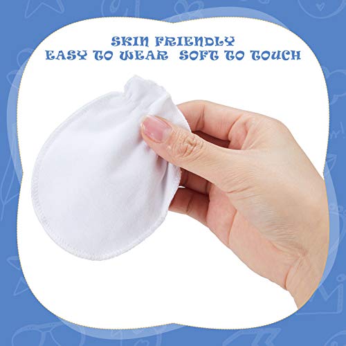 6 Pairs Newborn Baby Mittens No Scratch Infant Gloves Mitten for Baby 0-6 Months (White, Light Grey, Light Blue, Medium Grey, Black Grey, Navy Blue)