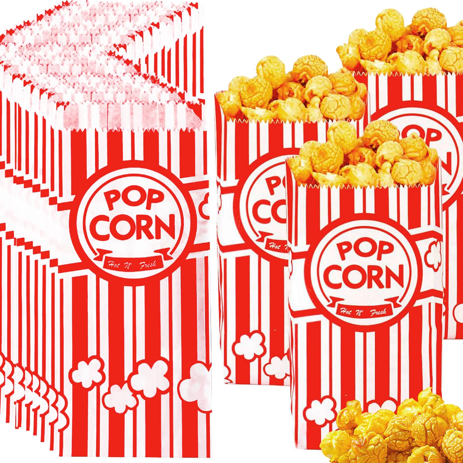 200Pcs Paper Popcorn Bags for Party, Popcorn Paper Bags 1oz, 1oz Popcorn Bag, 1oz Popcorn Bags Individual Servings, Popcorn Serving Bags Small for Movie Nights