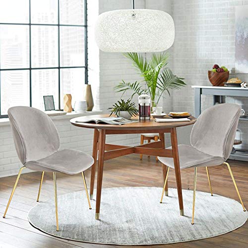 GIA Contemporary Dining Chair with Velvet Upholstery, Qty of 2, Light Gray
