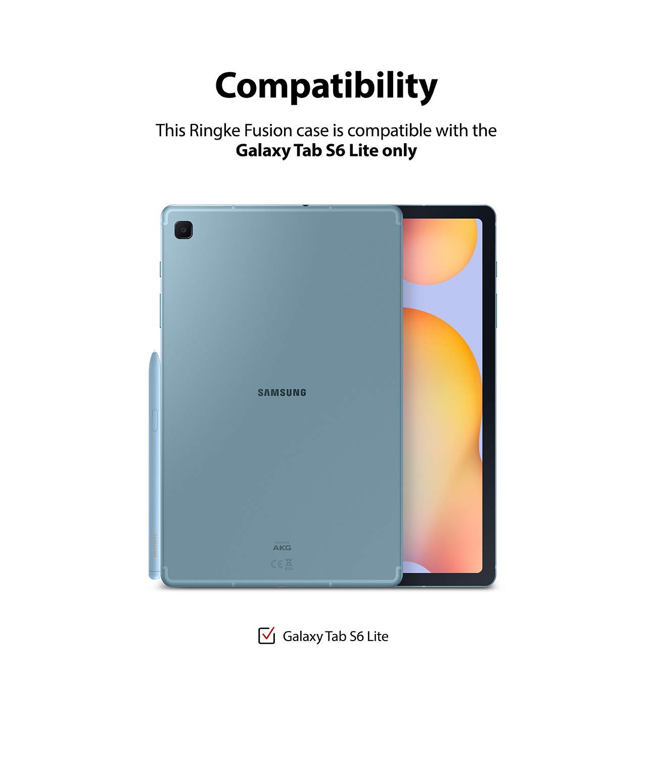 Ringke Fusion Case [Built-in Pen Holder] Compatible with Samsung Galaxy Tab S6 Lite Case 10.4 Inch 2024/2022 / 2020, Transparent Hard Back Shockproof Cover - Clear