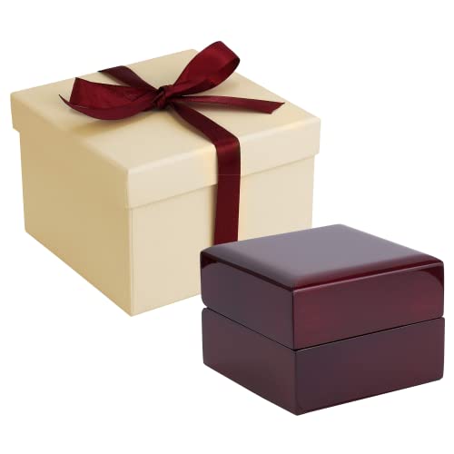 Noble Piano Wood Watch Gift Box - Luxury Single Watch Box - Comes with a Two Piece Packer and Ribbon (Mahogany)