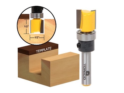 YONICO Router Bits Pattern Bit Flush Trim Set 4 Bit 1/2-Inch Diameter 1/4-Inch Shank 14422q